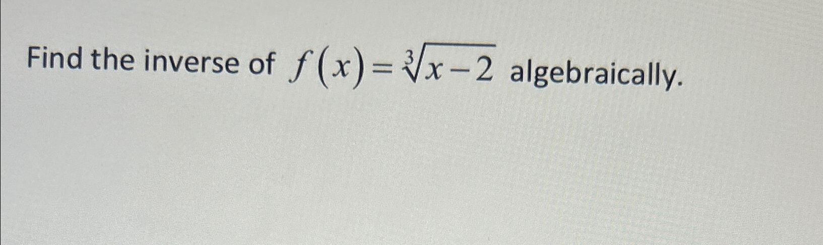 Solved Find the inverse of f(x)=x-23 ﻿algebraically. | Chegg.com