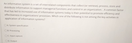 Solved An information system is a set of interrelated | Chegg.com