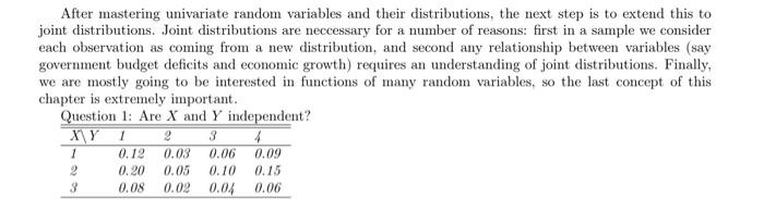Solved After mastering univariate random variables and their | Chegg.com