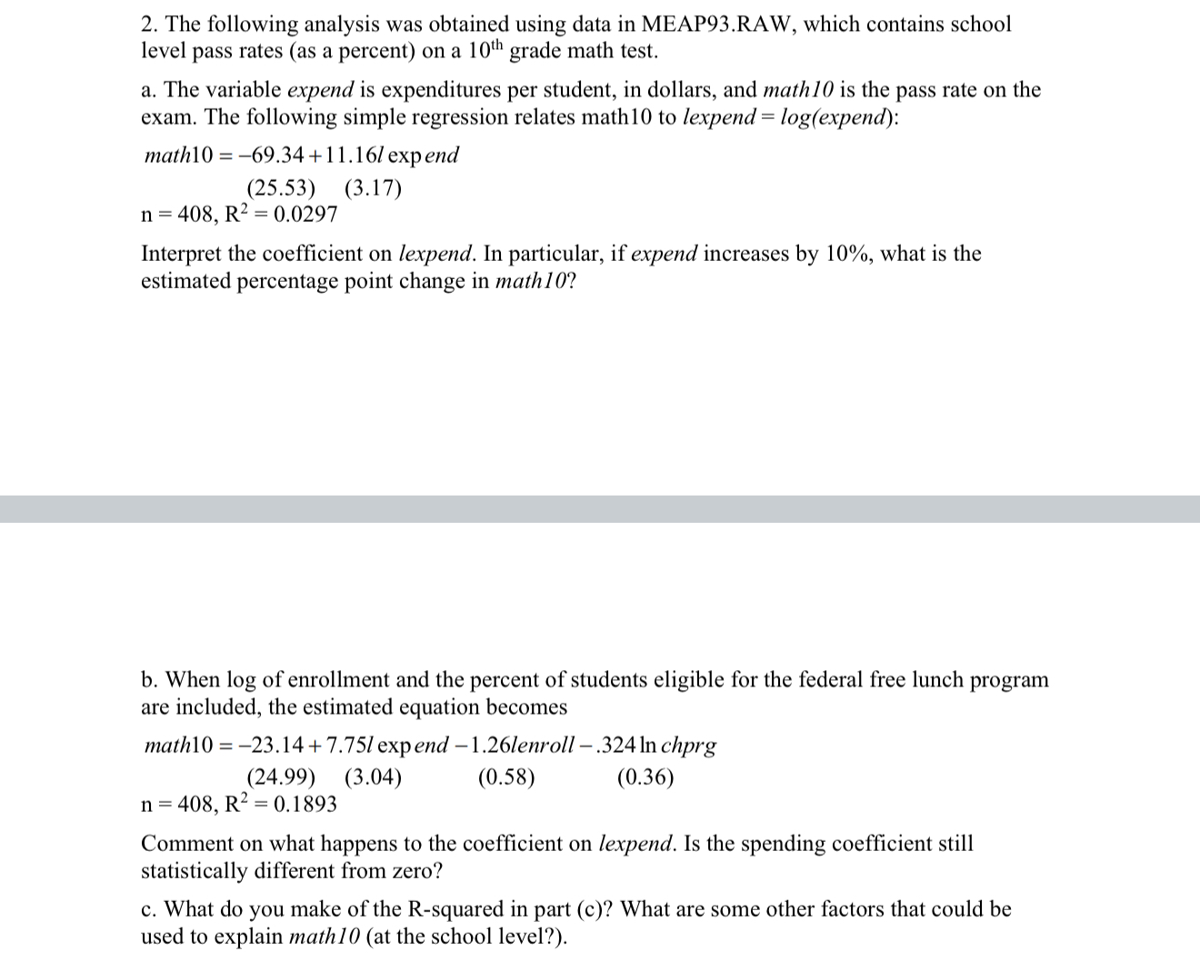 Solved The following analysis was obtained using data in | Chegg.com