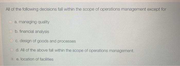 Solved All of the following decisions fall within the scope | Chegg.com
