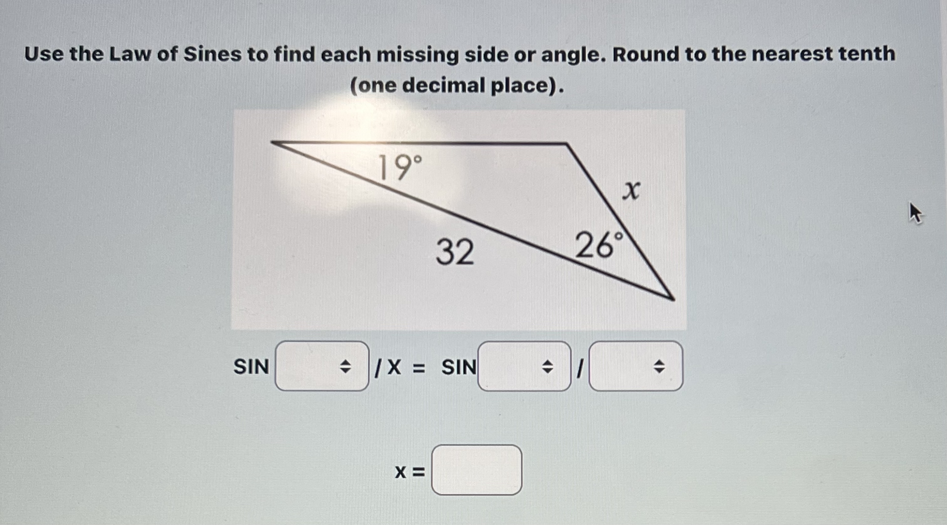 Solved Use the Law of Sines to find each missing side or | Chegg.com