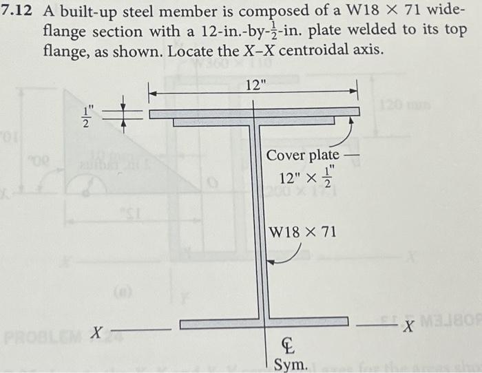 Solved 7.12 A built-up steel member is composed of a W18 x | Chegg.com