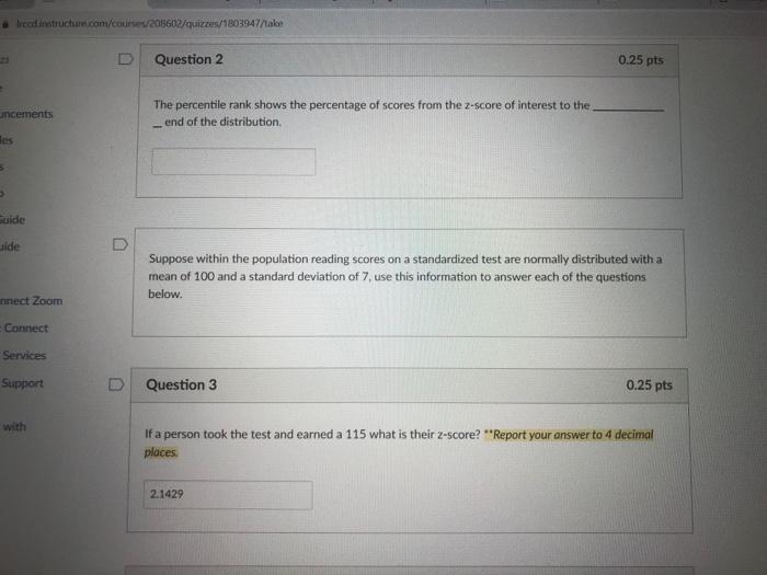 The percentile rank shows the percentage of scores | Chegg.com