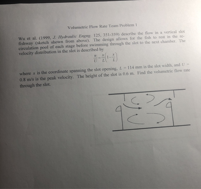 Solved Volumetric Flow Rate Team Problem 1 Wu et al. (1999. | Chegg.com