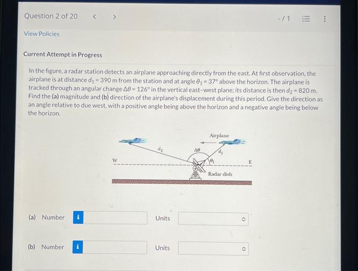 Solved In the figure, a radar station detects an airplane | Chegg.com