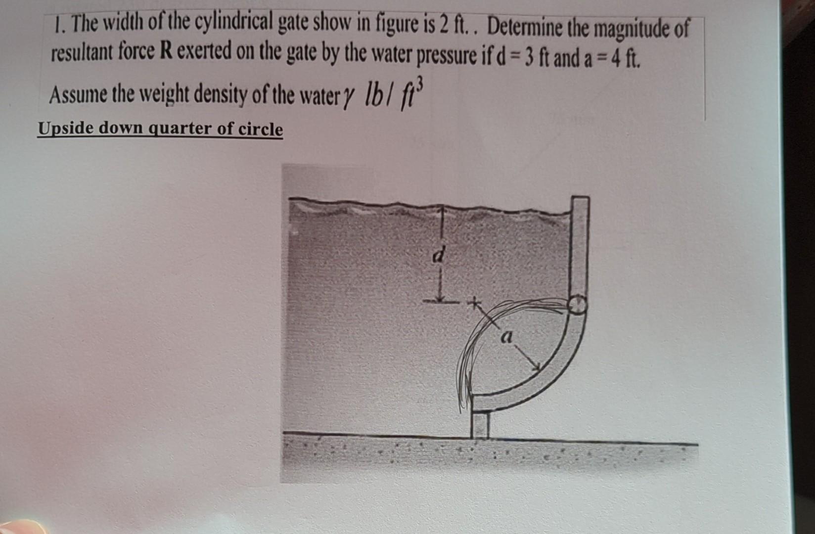 Solved 1. The width of the cylindrical gate show in figure | Chegg.com