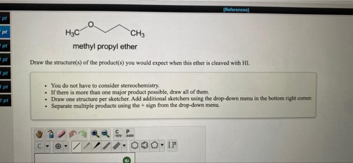 Solved (References pt pl CH3 pt pt H3C methyl propyl ether | Chegg.com