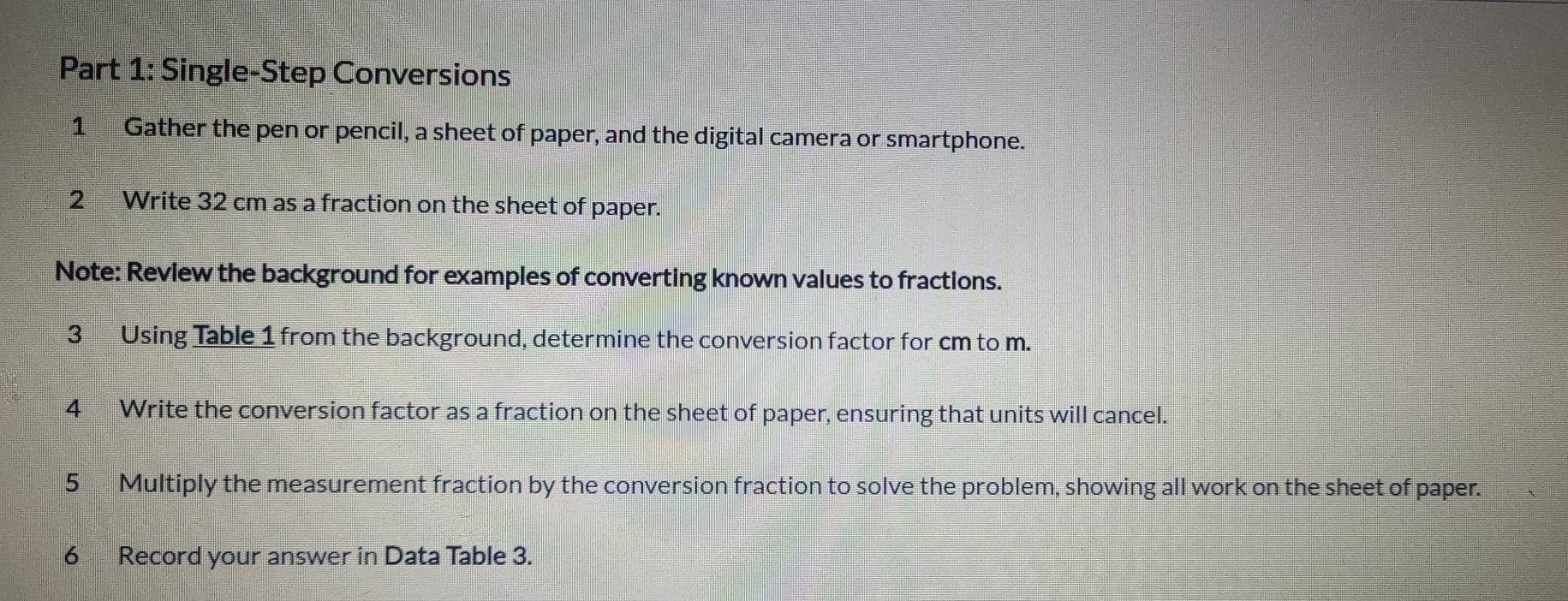 Solved Part 1: Single-Step Conversions 1 Gather the pen or | Chegg.com