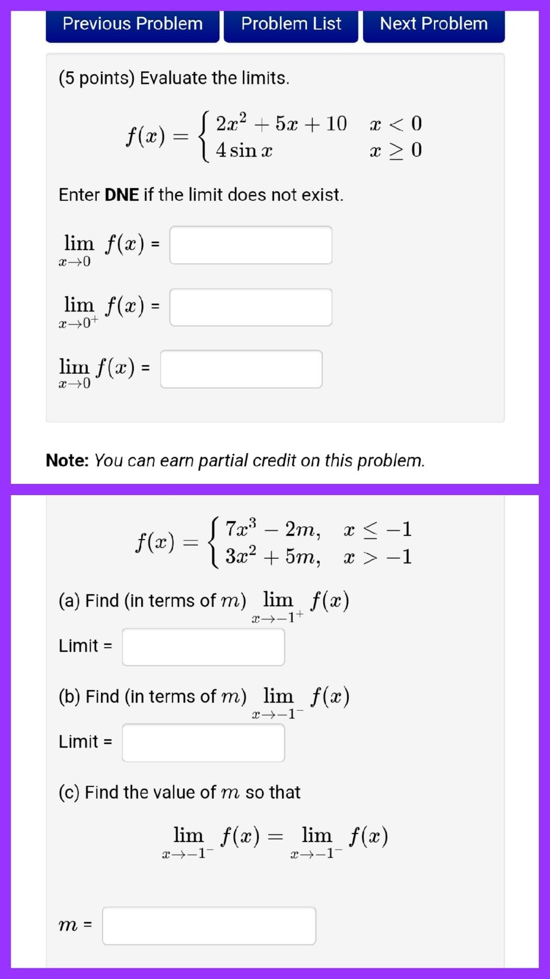 Solved (5 points) Evaluate the limits. | Chegg.com