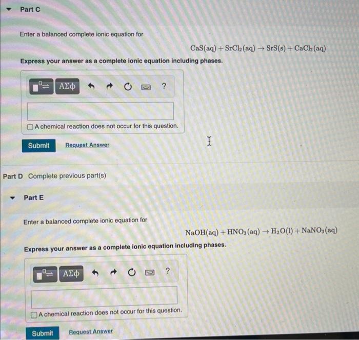 Solved Enter a balanced complete ionic equation for | Chegg.com