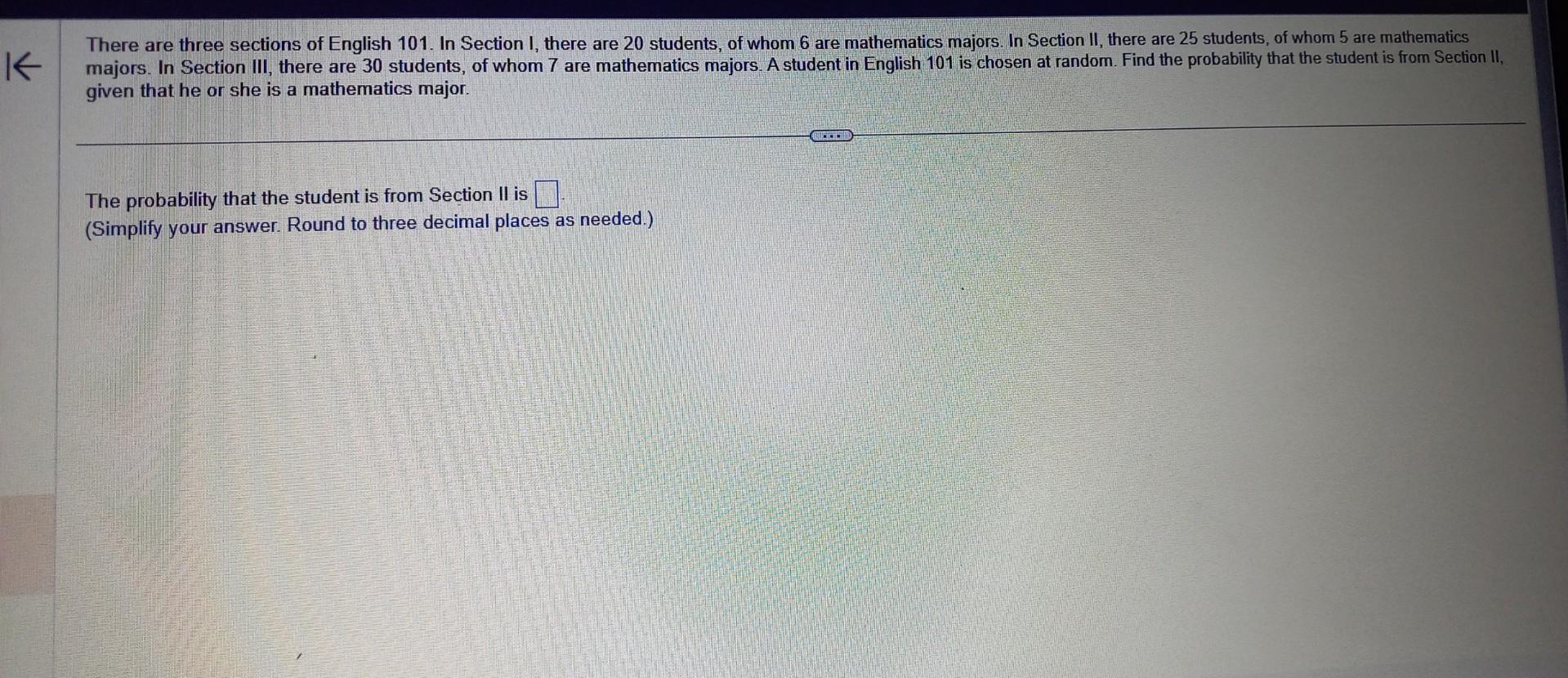 Solved There are three sections of English 101 . In Section | Chegg.com