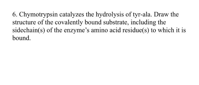 Solved 6. Chymotrypsin catalyzes the hydrolysis of tyr-ala. | Chegg.com