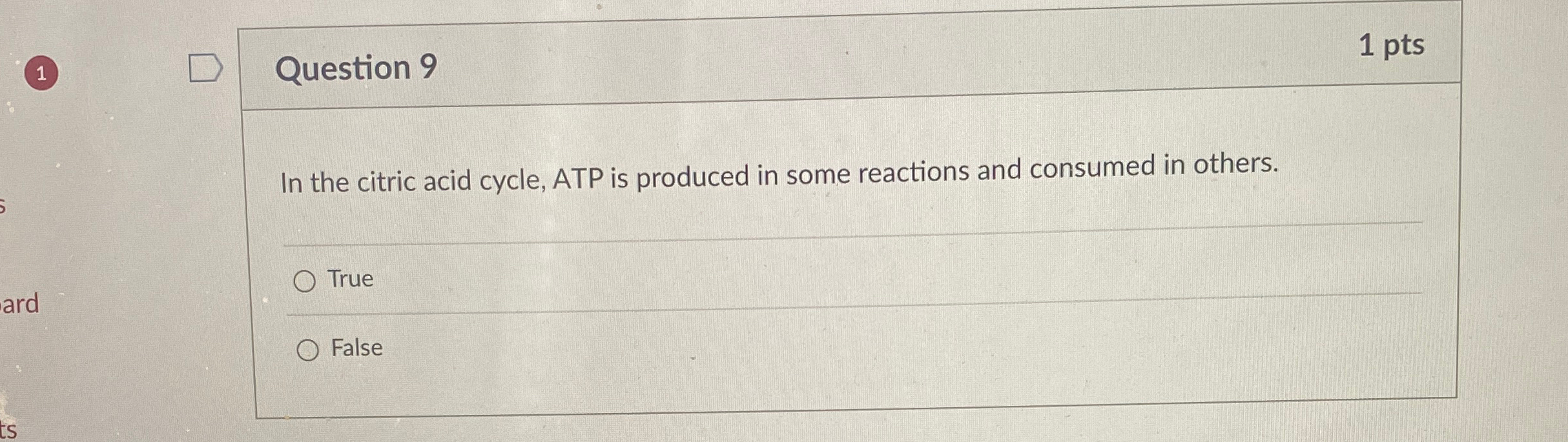 Solved 1 (1)Question 91 ﻿ptsIn the citric acid cycle, ATP is | Chegg.com