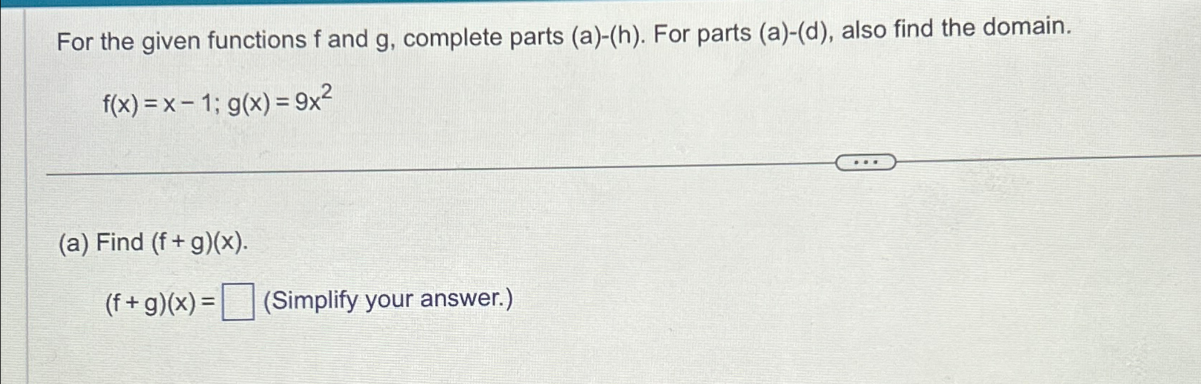 Solved For the given functions f ﻿and g, ﻿complete parts | Chegg.com