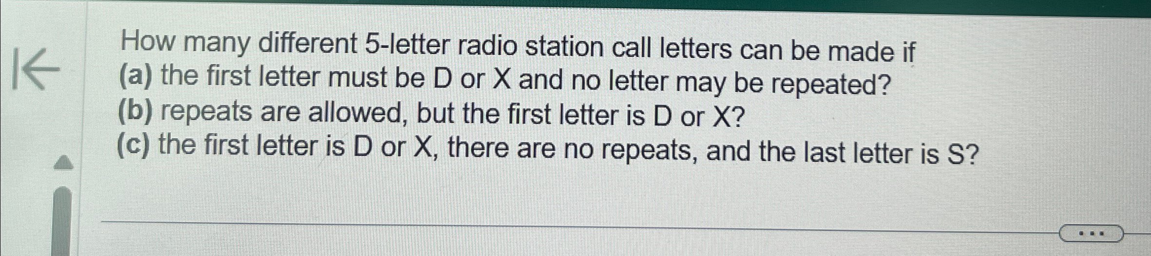 Solved How many different 5-letter radio station call | Chegg.com