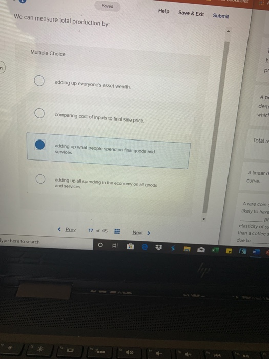 Solved Saved Help Save & Exit Submit We can measure total | Chegg.com