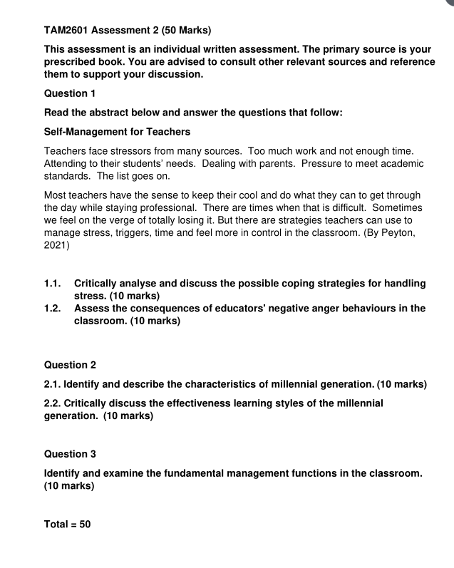 Solved This assessment is an individual written assessment. | Chegg.com