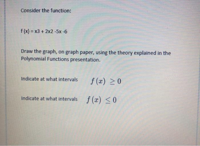 Solved Consider the function: f(x) = x3 + 2x2 -5x -6 Draw | Chegg.com