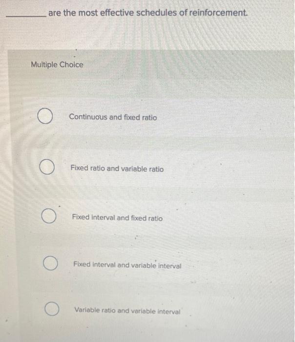 are the most effective schedules of reinforcement. | Chegg.com