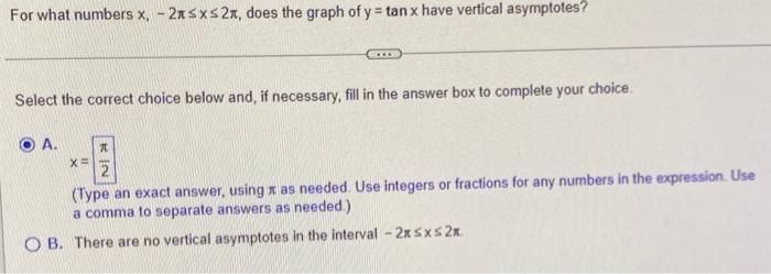 Solved For what numbers \\( x,-2 \\pi \\leq x \\leq 2 \\pi | Chegg.com