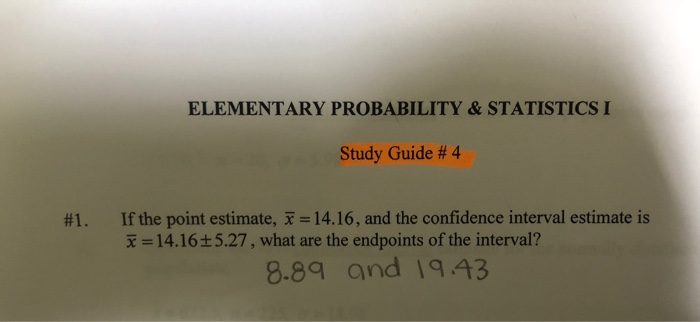 Solved ELEMENTARY PROBABILITY & STATISTICS I Study Guide #4 | Chegg.com