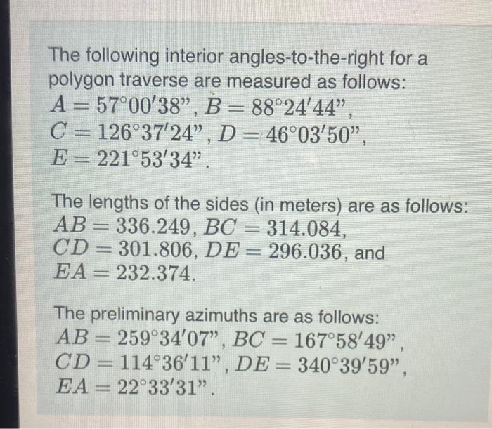 Solved determine the departures determine the latitudes | Chegg.com
