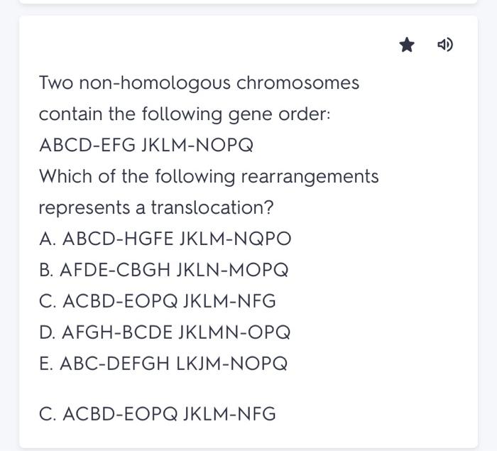 Solved Two non-homologous chromosomes contain the following | Chegg.com
