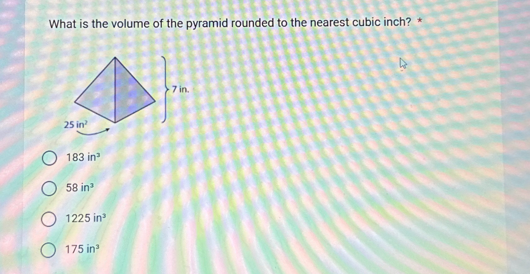 Solved What is the volume of the pyramid rounded to the | Chegg.com