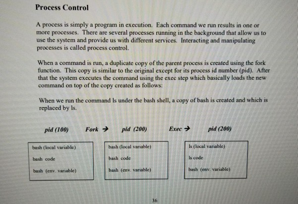 Solved Process Control A process is simply a program in | Chegg.com