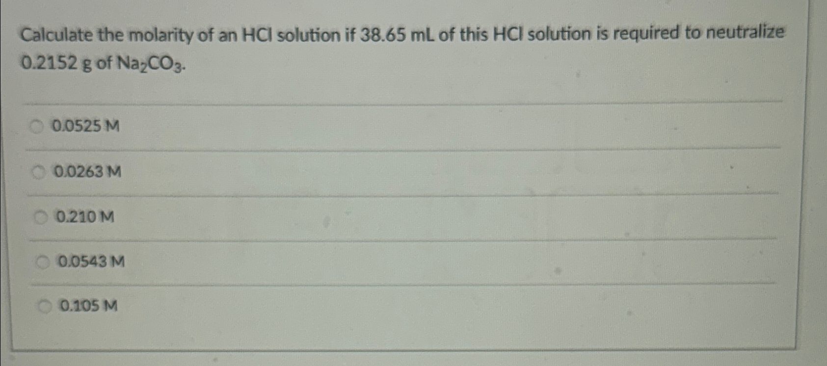 Calculate the molarity of an HCl ﻿solution if 38.65mL | Chegg.com
