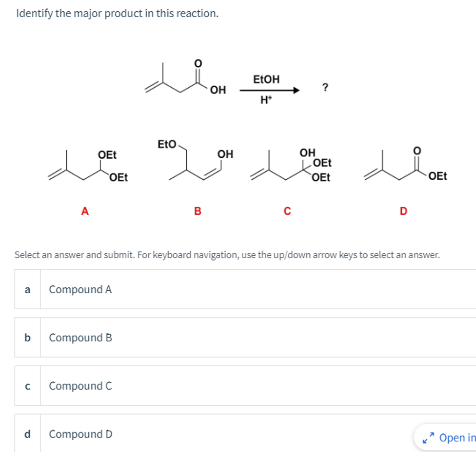 Solved idIdentify the major product in this reaction.ABCDa | Chegg.com