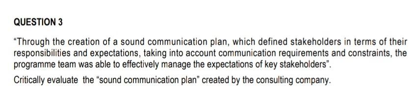 "Through the creation of a sound communication plan, | Chegg.com