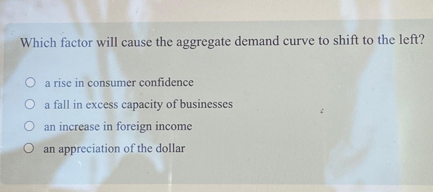 Solved Which factor will cause the aggregate demand curve to | Chegg.com