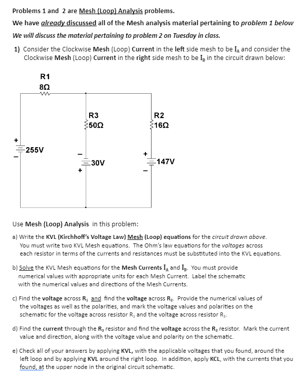 Solved Problems 1 and 2 are Mesh (Loop) Analysis problems. | Chegg.com