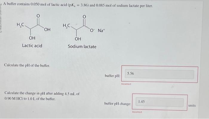 Solved A buffer contains 0.050 mol of lactic acid (pKa=3.86) | Chegg.com