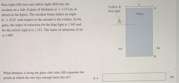 Solved Blue light (500 nm) and yellow light (600 nm) are | Chegg.com