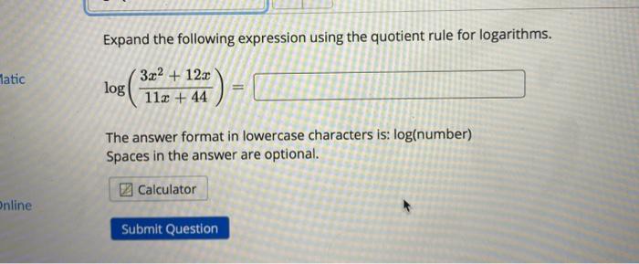 Solved Expand the following expression using the quotient | Chegg.com