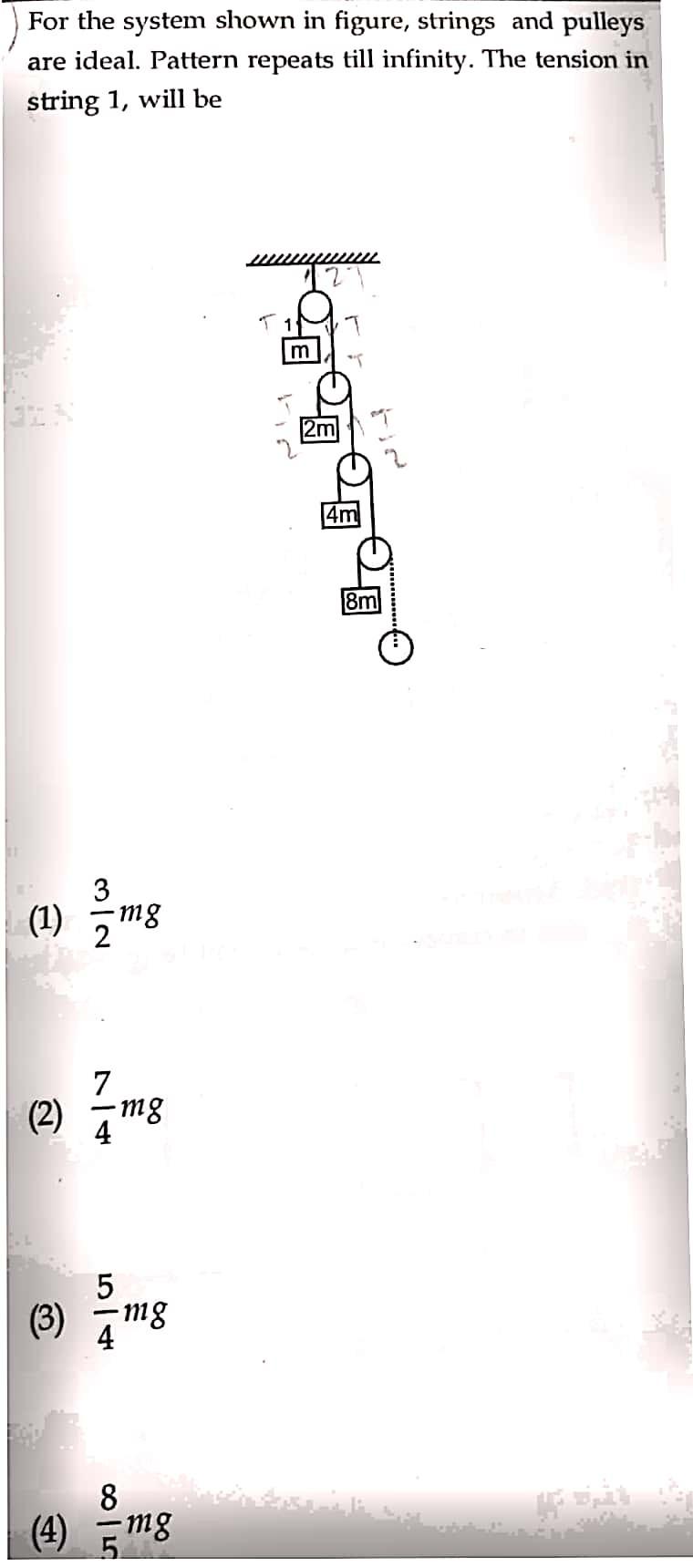 Solved For the system shown in figure, strings and pulleys | Chegg.com