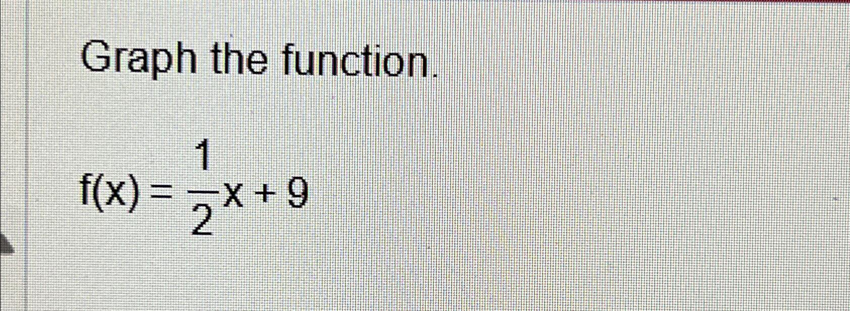 Solved Graph the function.f(x)=12x+9 | Chegg.com