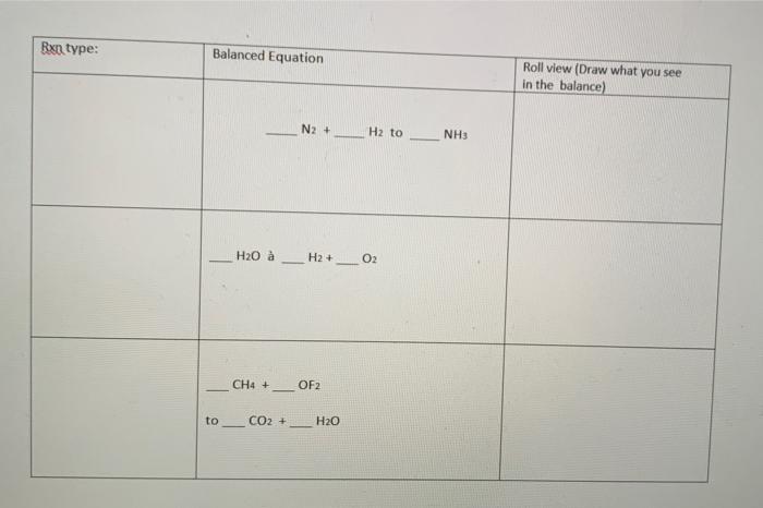 Solved Rx type: Balanced Equation Roll view (Draw what you | Chegg.com