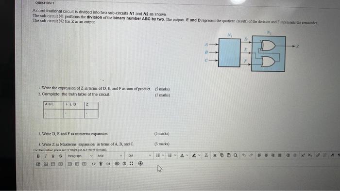 Solved QUESTION A combinational circuit is divided into two | Chegg.com