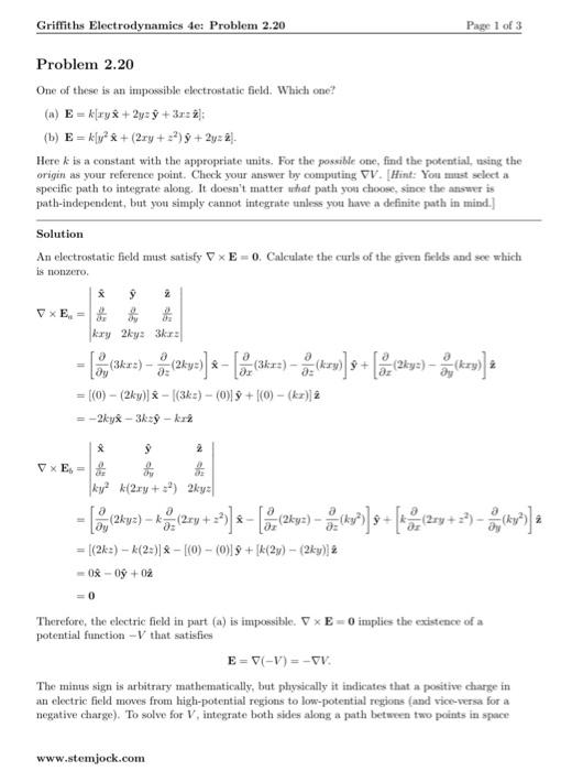 Solved One of these is an impossible electrostatic field. | Chegg.com