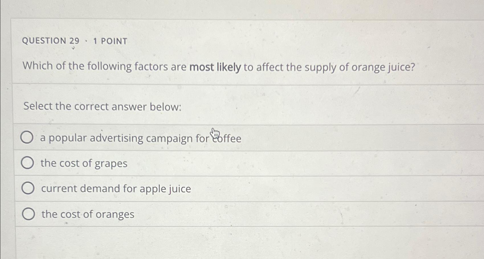 Solved QUESTION 29 * 1 ﻿POINTWhich of the following factors | Chegg.com