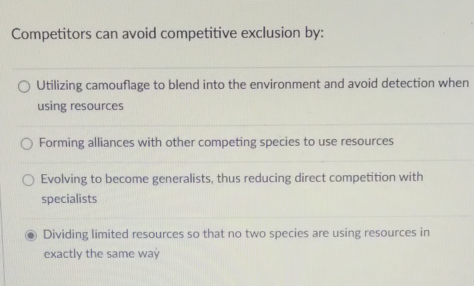 Solved Competitors can avoid competitive exclusion | Chegg.com