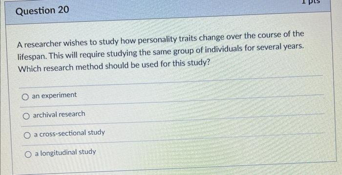Solved A researcher wishes to study how personality traits | Chegg.com