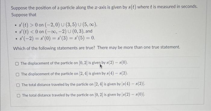 Solved Suppose the position of a particle along the x-axis | Chegg.com