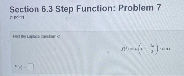 Solved Section 6 3 Step Function Problem 7 1 Point Find