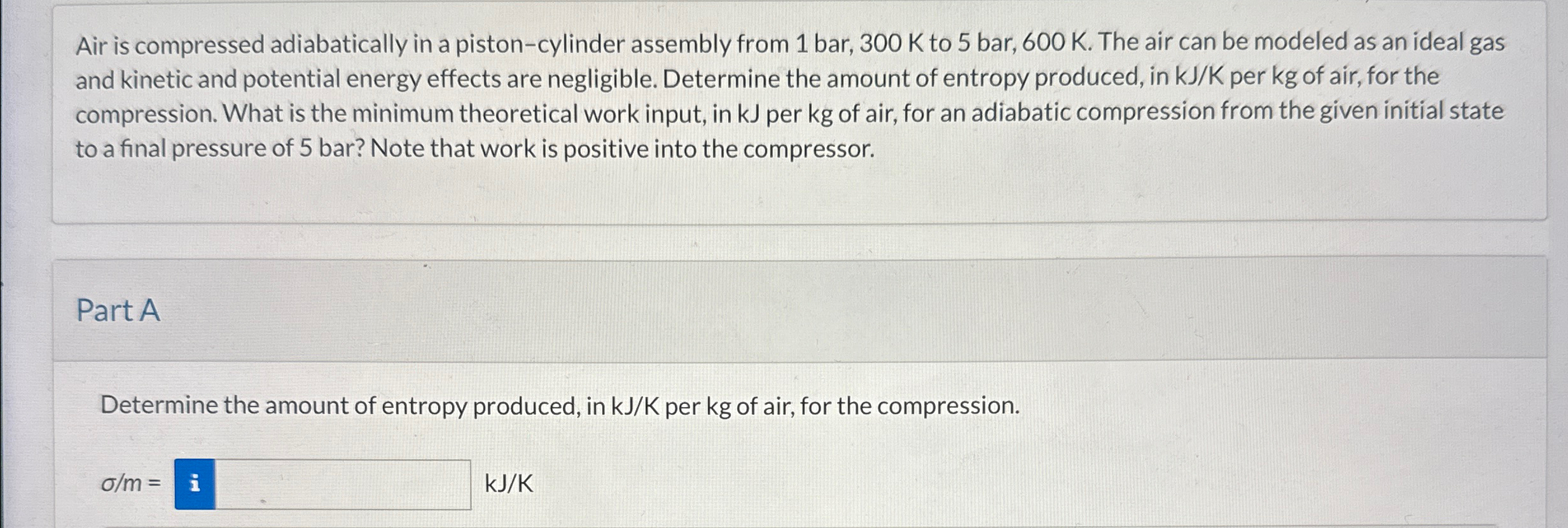Solved Air is compressed adiabatically in a piston-cylinder | Chegg.com