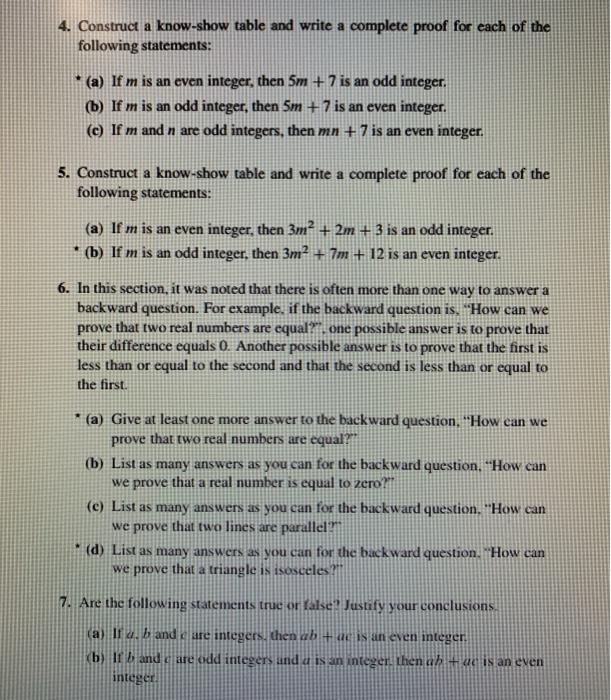 Solved 4. Construct a know-show table and write a complete | Chegg.com